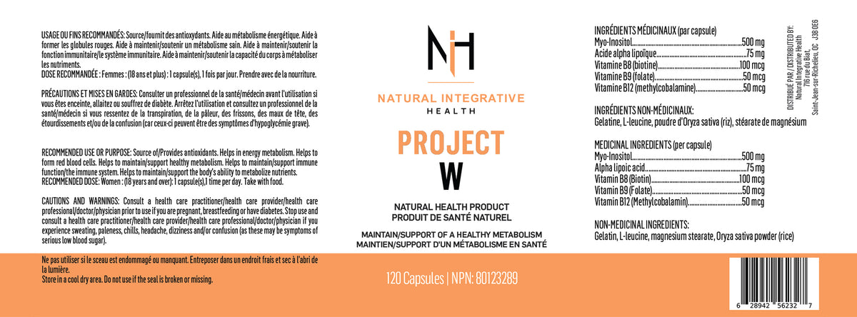 NIH Supplement - Project W (120 caps) – Zone Nutrition