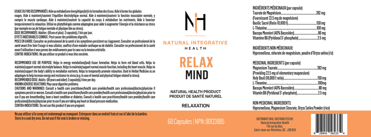 NIH Supplement - RelaxMind (60 caps) – Zone Nutrition