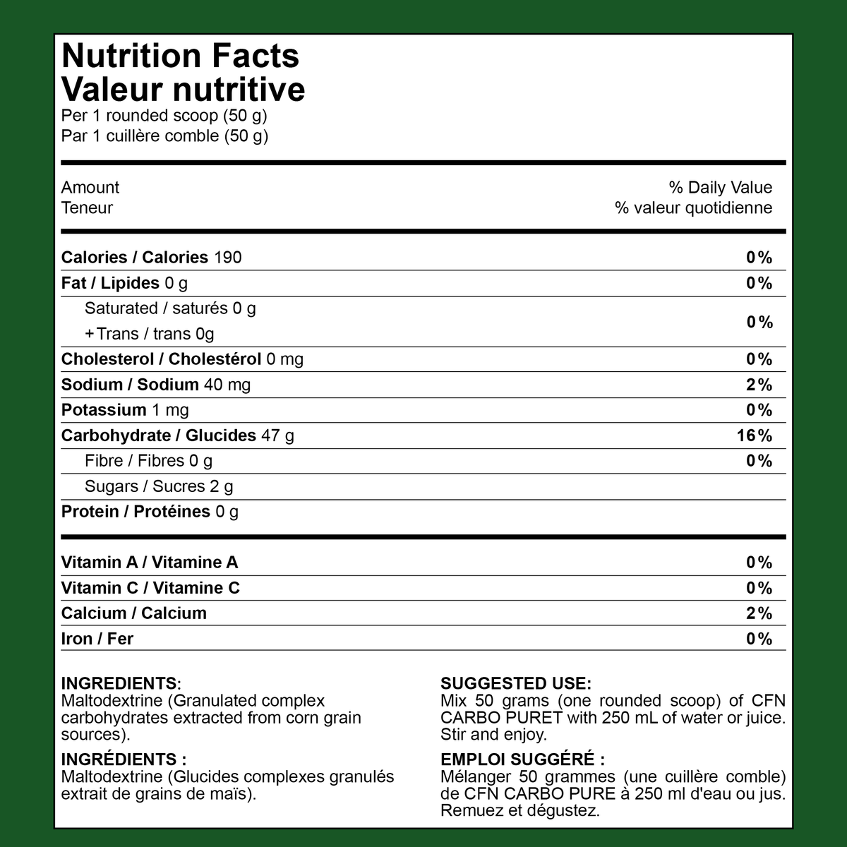 CFN CARBO PURE (10 Lbs) – Zone Nutrition